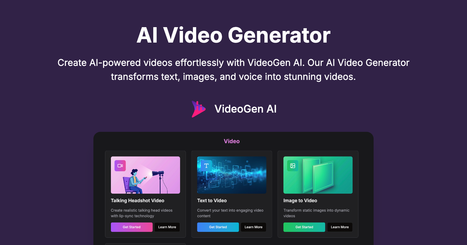 AI Video Generator | Create AI Videos Fast | VideoGen AI